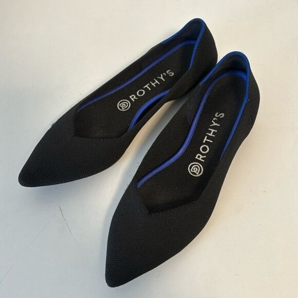 Rothy's | Shoes | Rothys Point Black Blue Us9 Luxury Ballet Point Toe ...